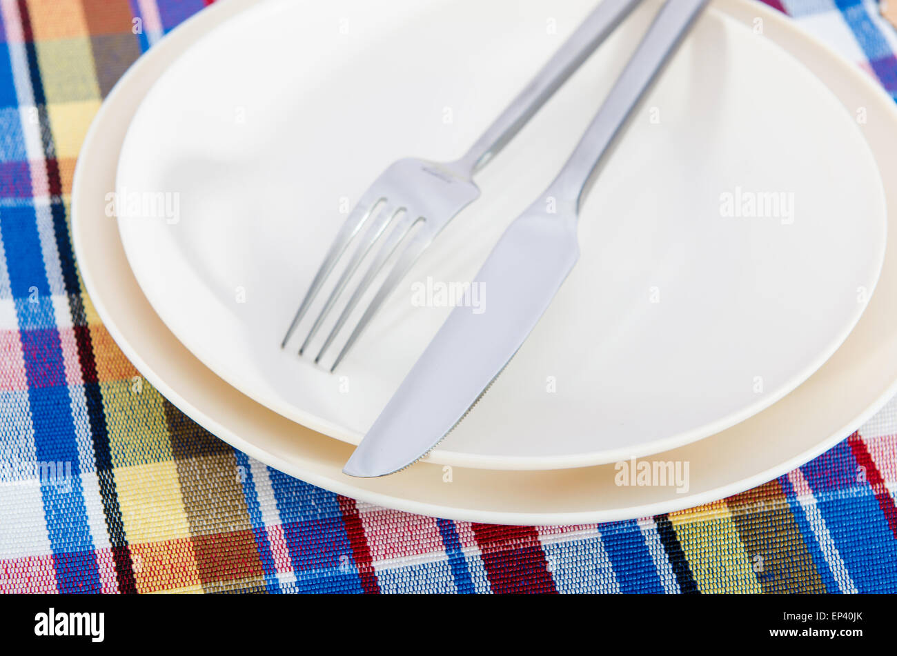 Table setting with knife and fork Stock Photo - Alamy