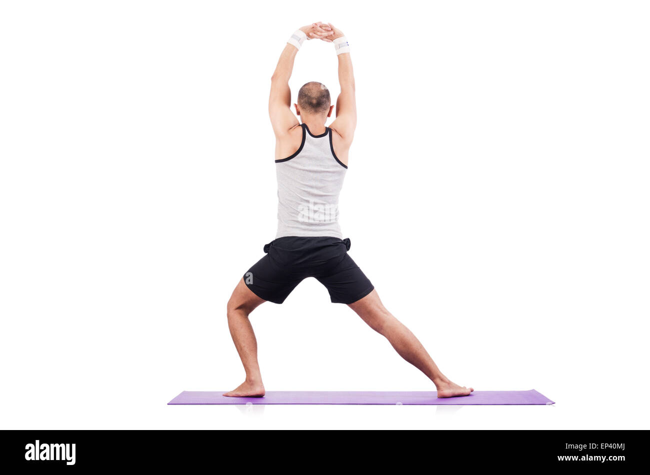 Man doing exercises on white Stock Photo - Alamy
