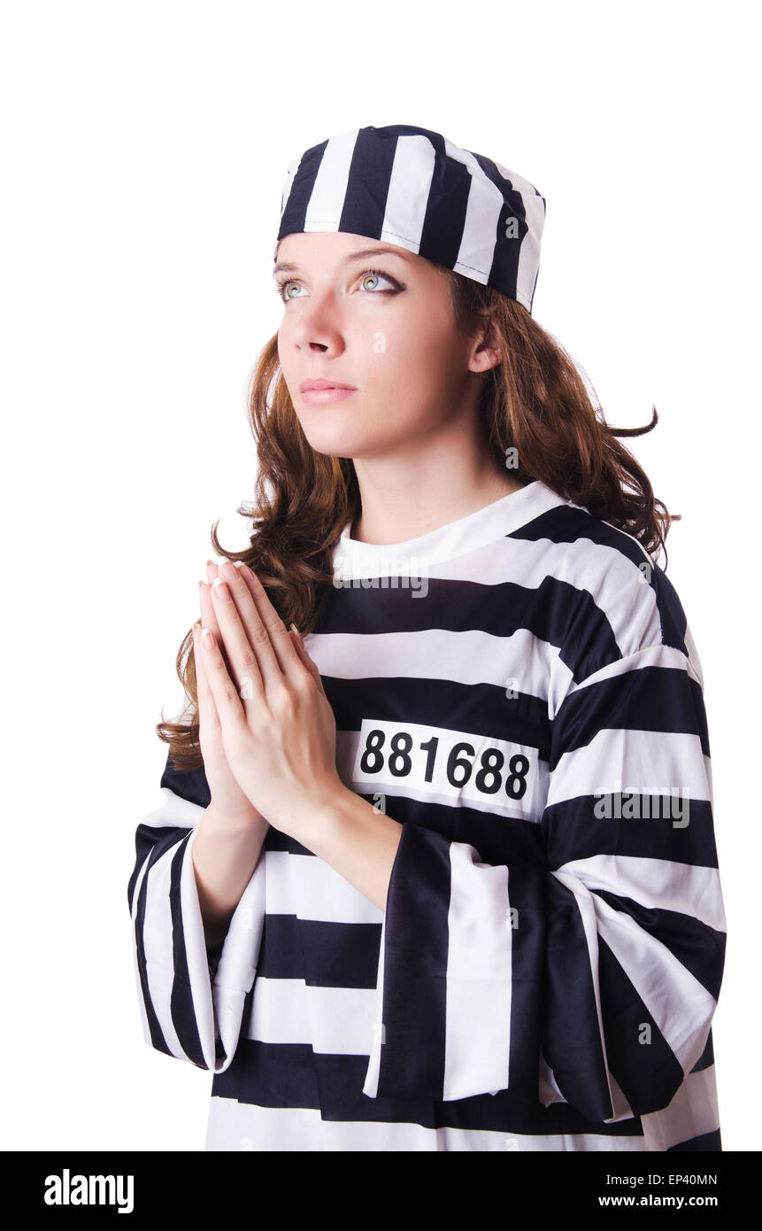 Convict criminal in striped uniform Stock Photo - Alamy