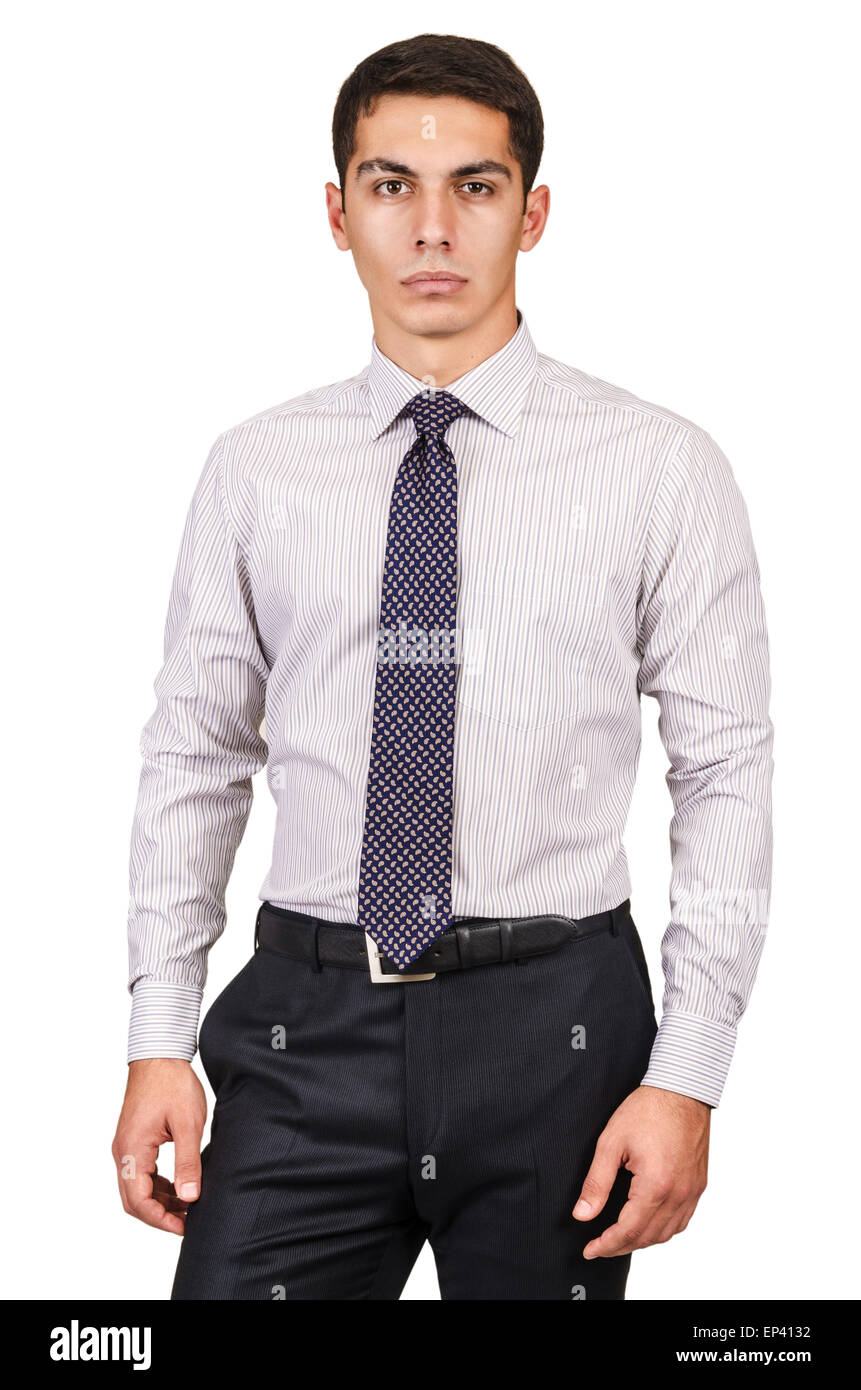 Male model with shirt isolated on white Stock Photo - Alamy