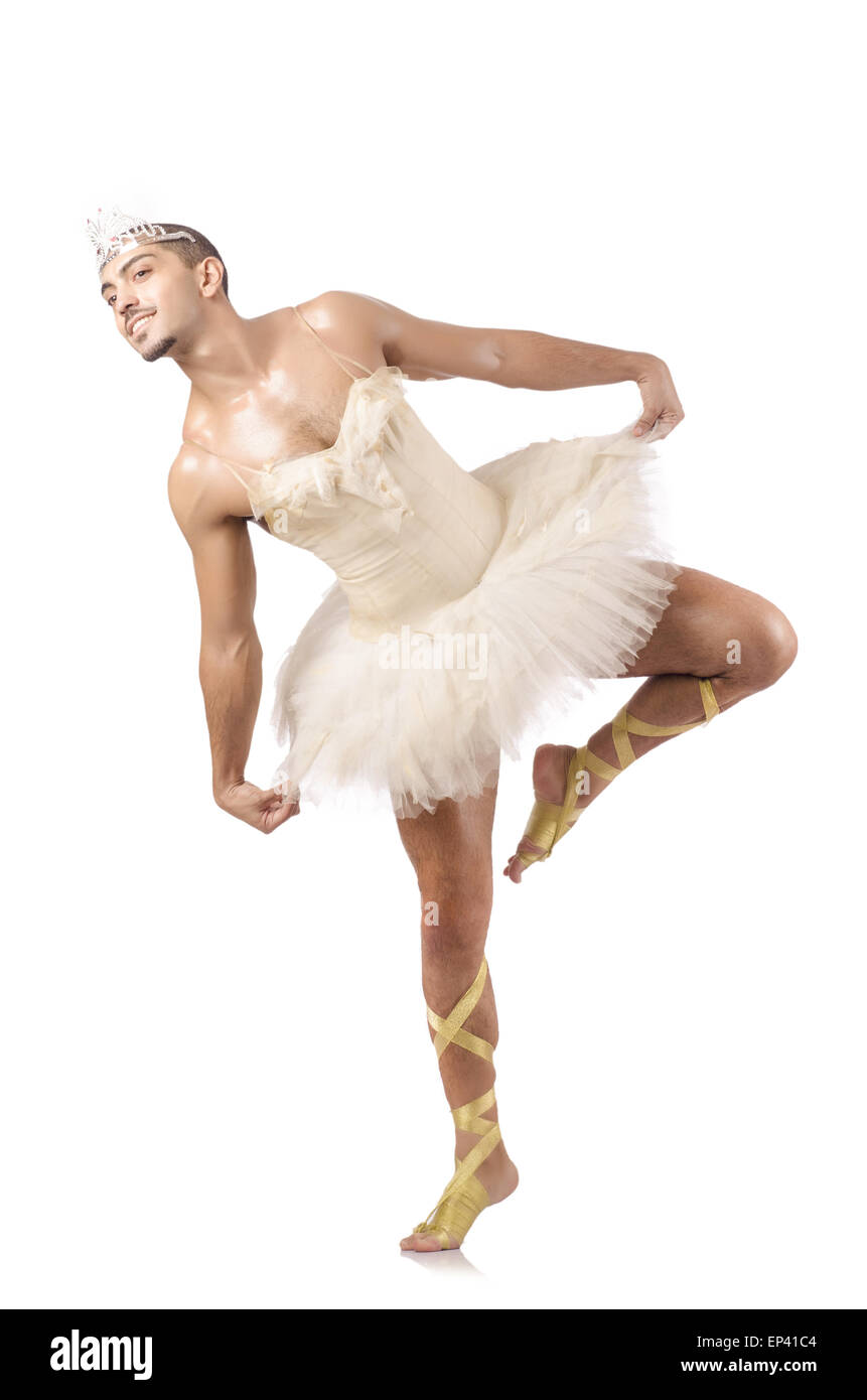 Man in ballet tutu isolated on white Stock Photo - Alamy