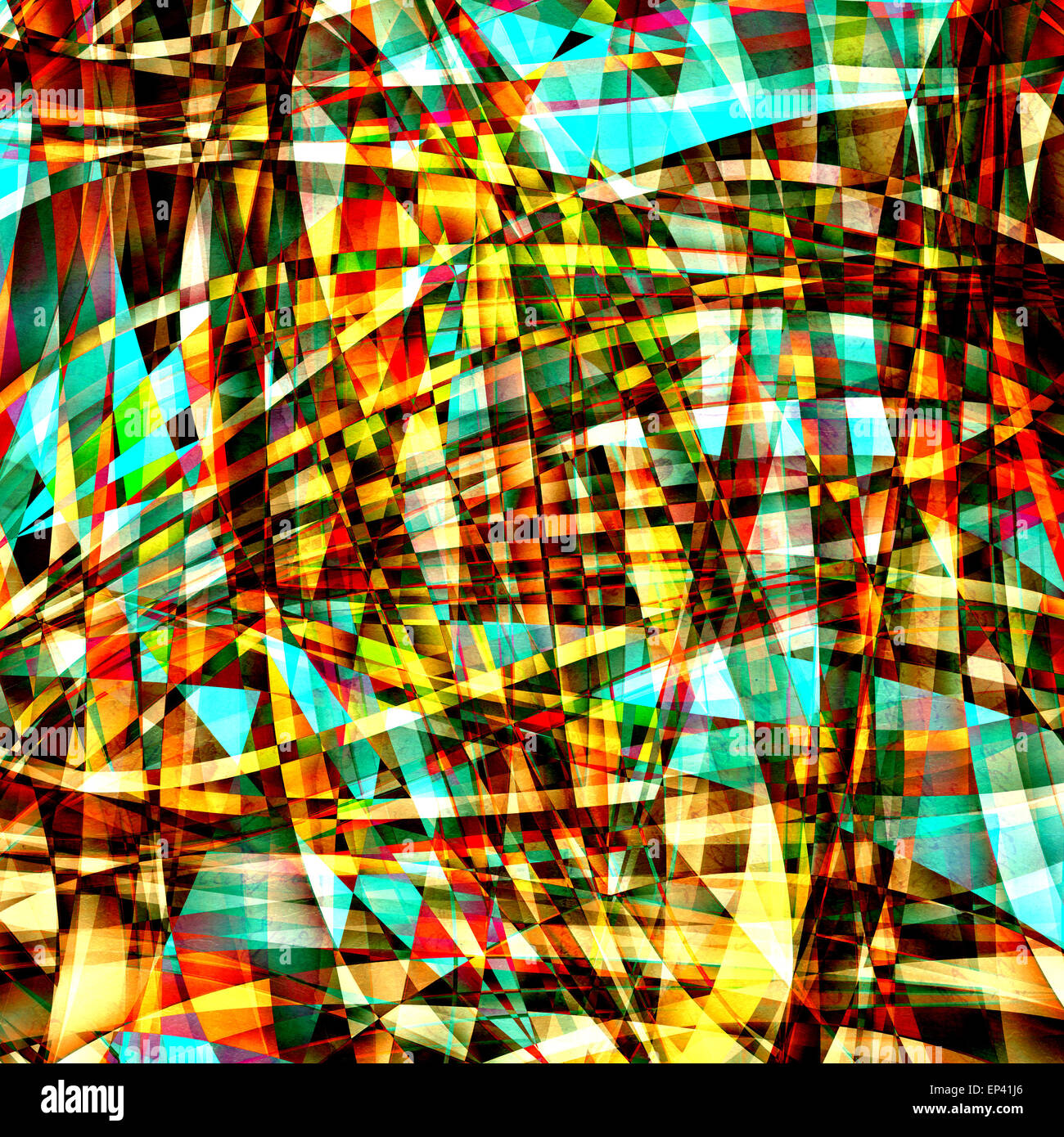 Abstract chaotic pattern with colorful translucent curved lines Stock ...
