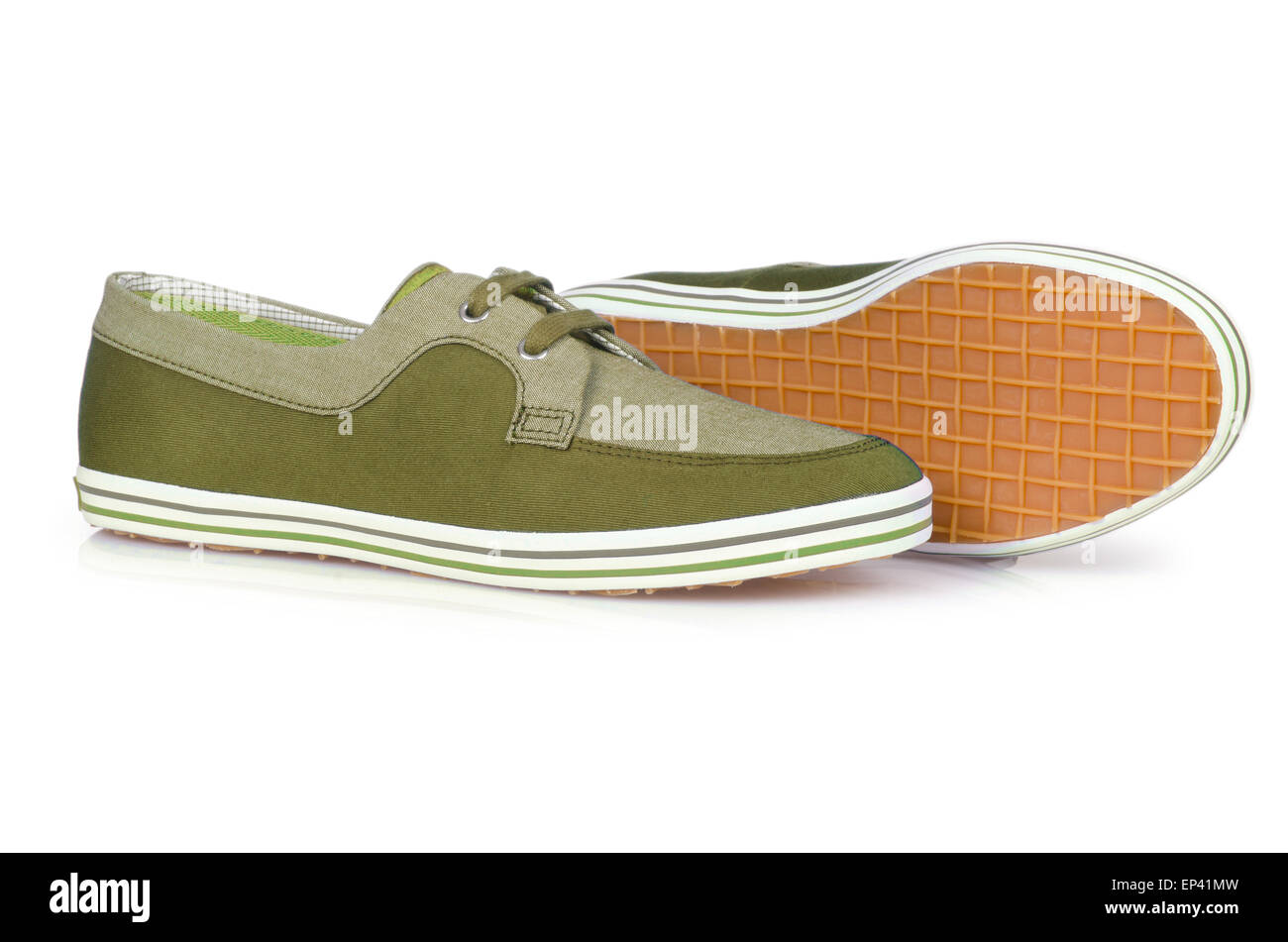 Sporty shoes in sport shoes concept on white Stock Photo - Alamy