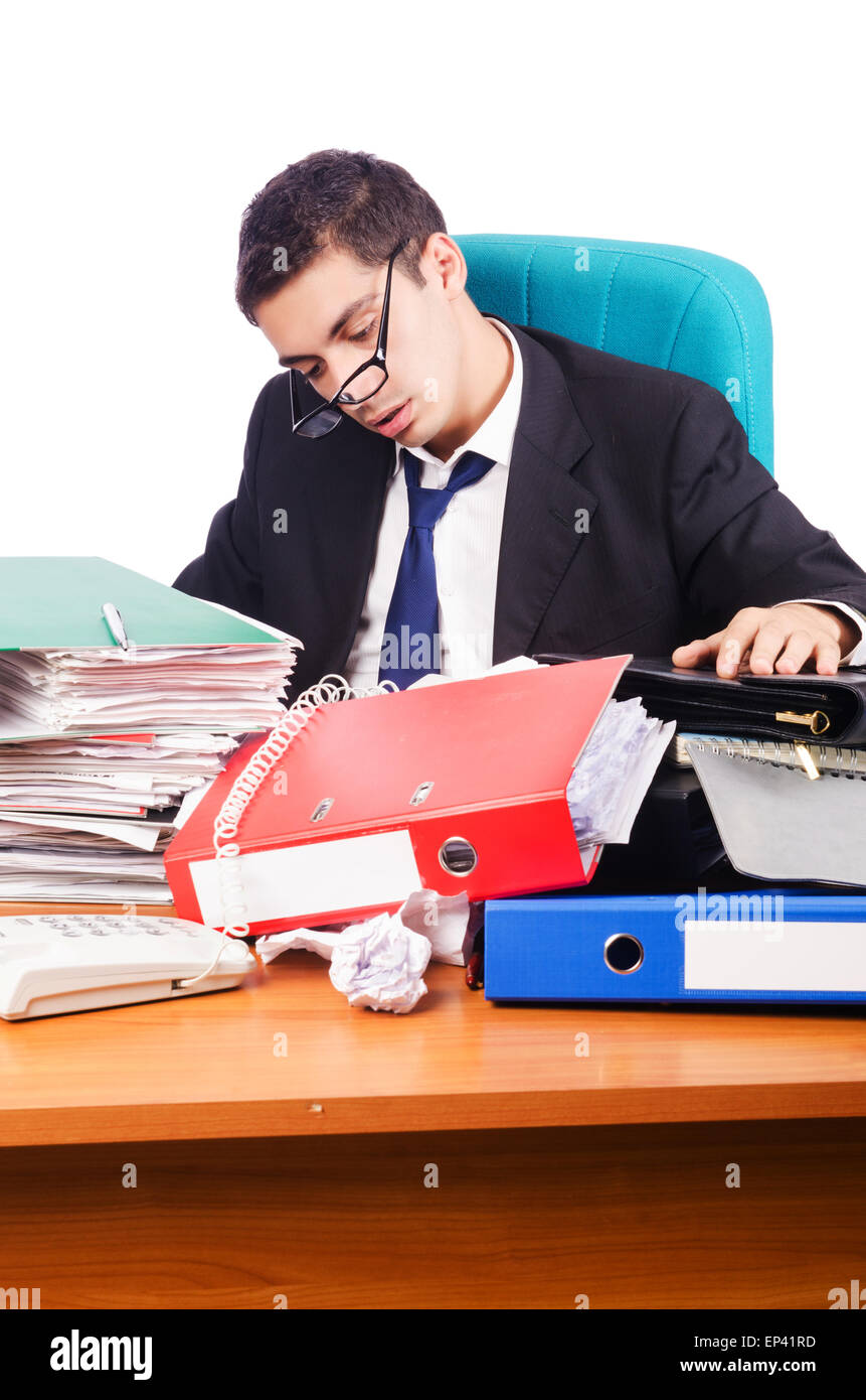 Young busy businessman at his desk Stock Photo - Alamy