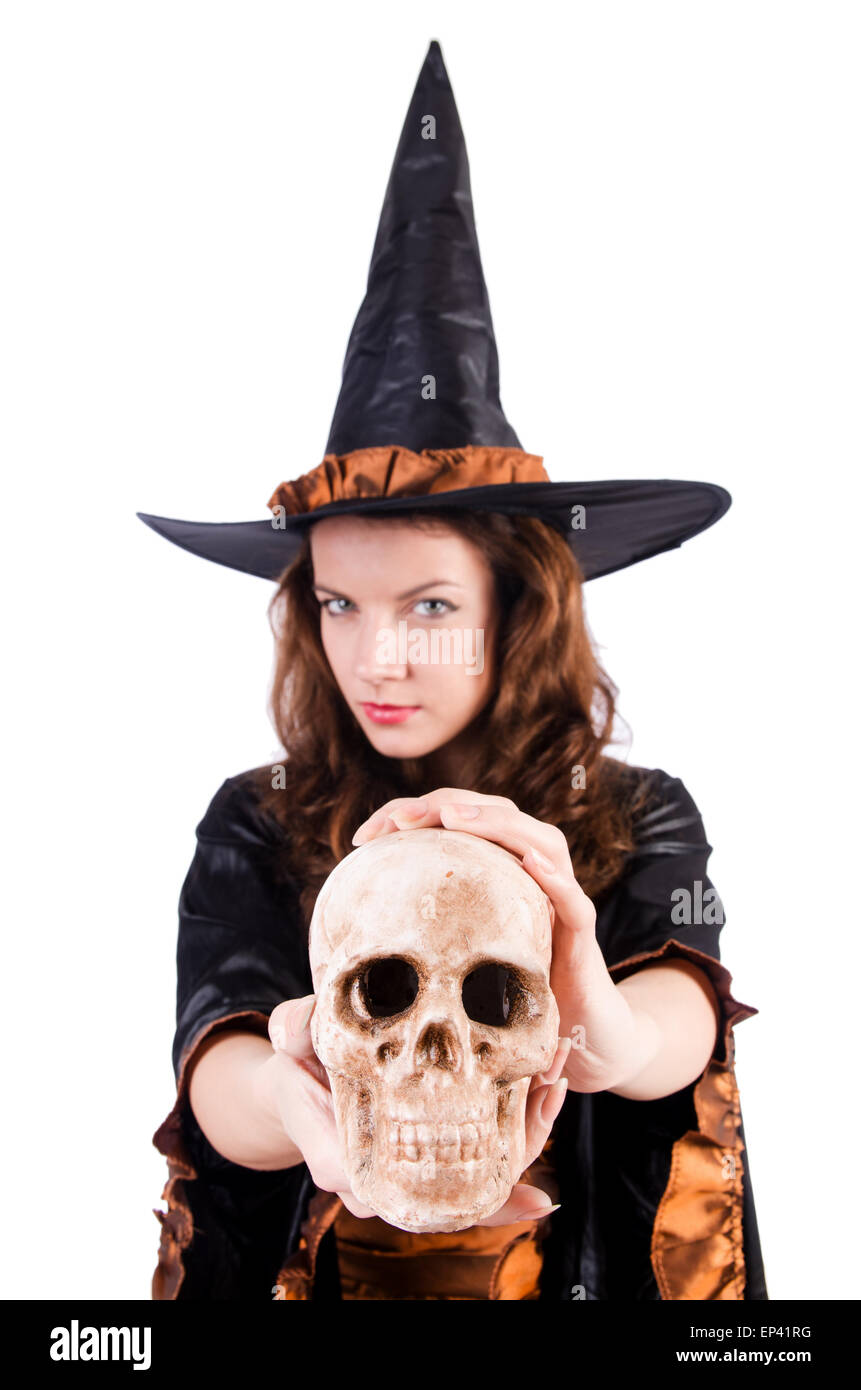 Witch isolated on the white background Stock Photo - Alamy