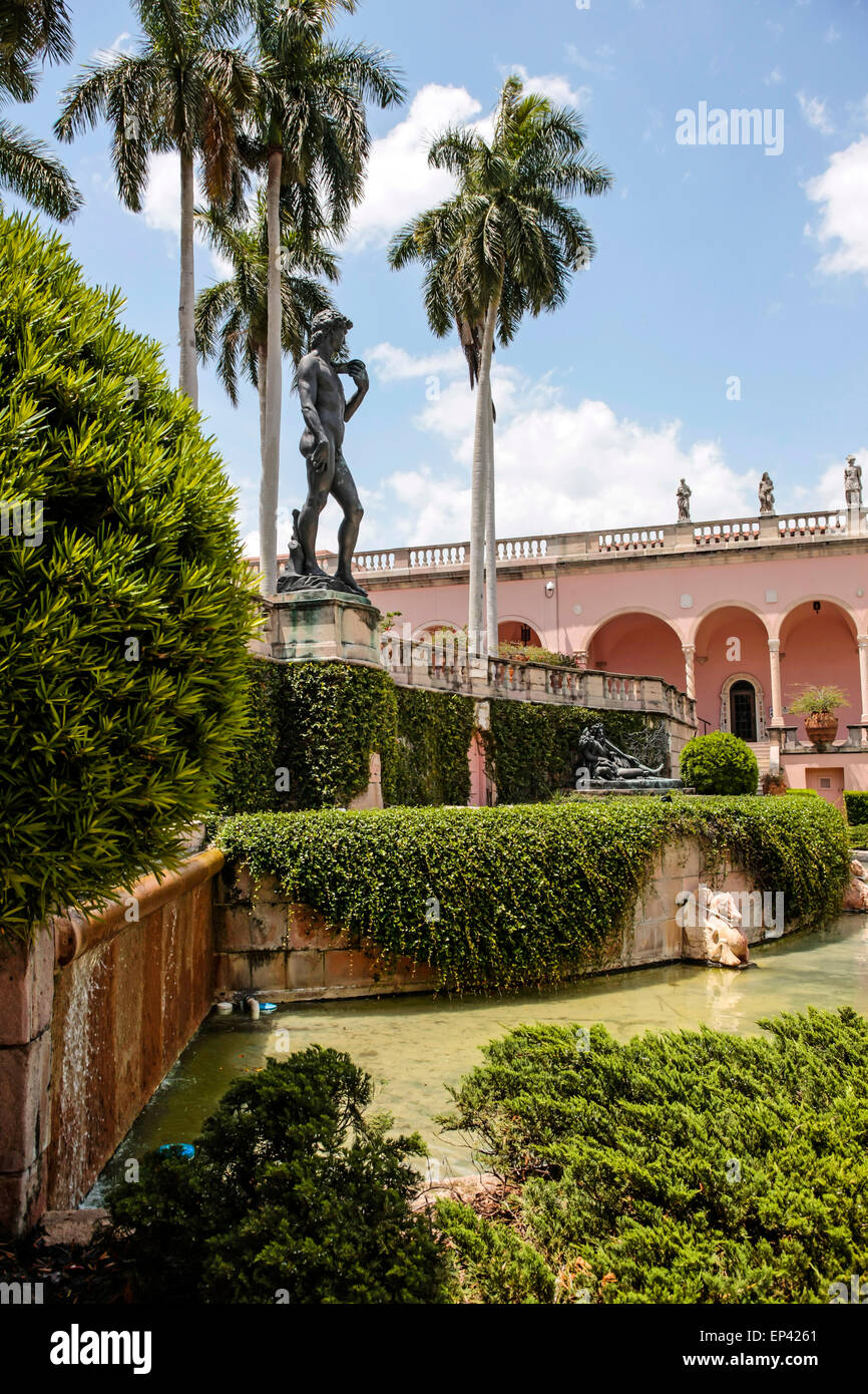 The formal gardens in the style of a Roman courtyard with a giant ...