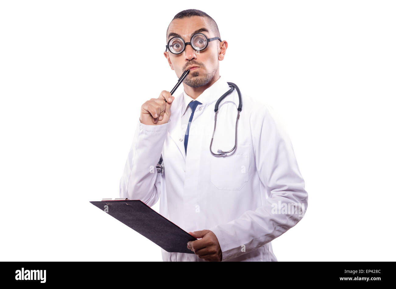 Funny doctor isolated on the white Stock Photo - Alamy