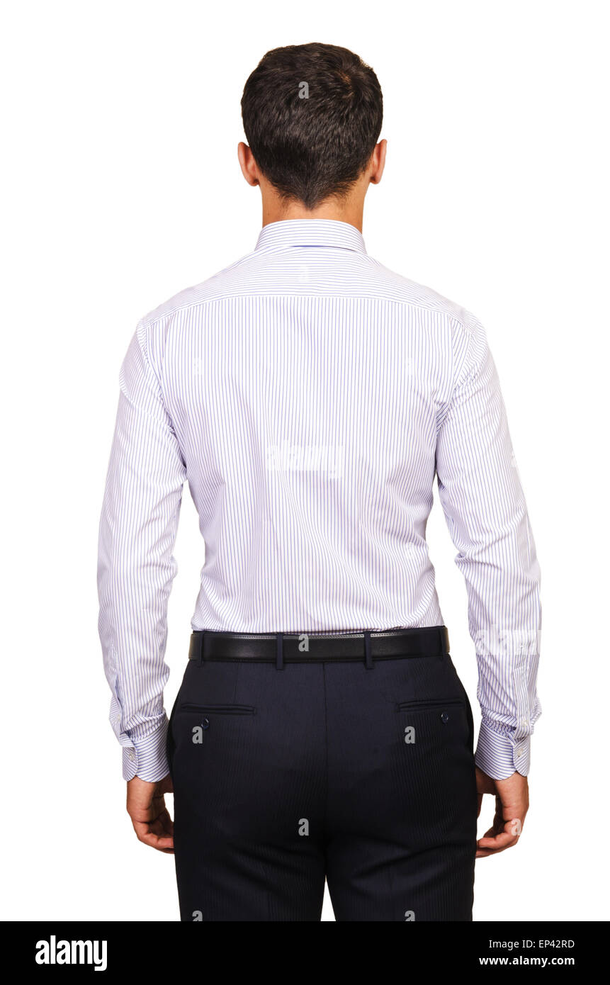 Male model with shirt isolated on white Stock Photo - Alamy