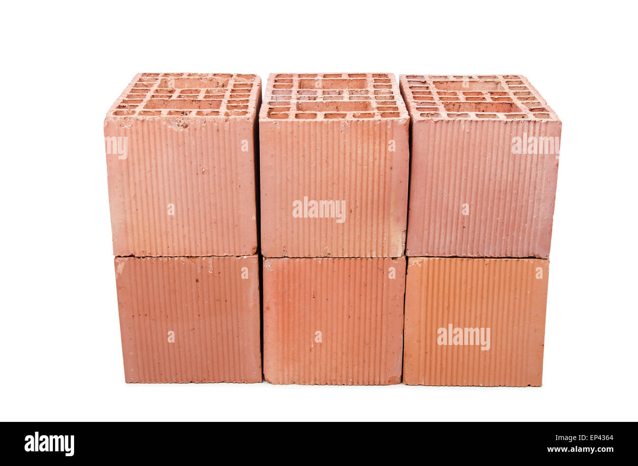Stack of clay bricks isolated on white Stock Photo - Alamy