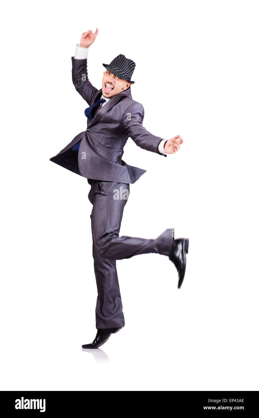 Dancing businessman isolated on white Stock Photo - Alamy