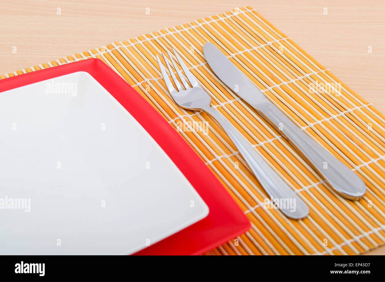 Table setting with knife and fork Stock Photo - Alamy