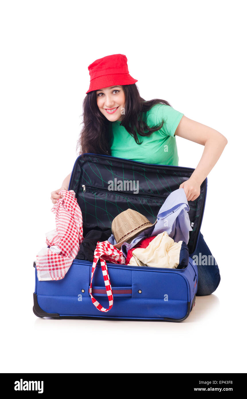 Young girl packing for vacation Stock Photo - Alamy