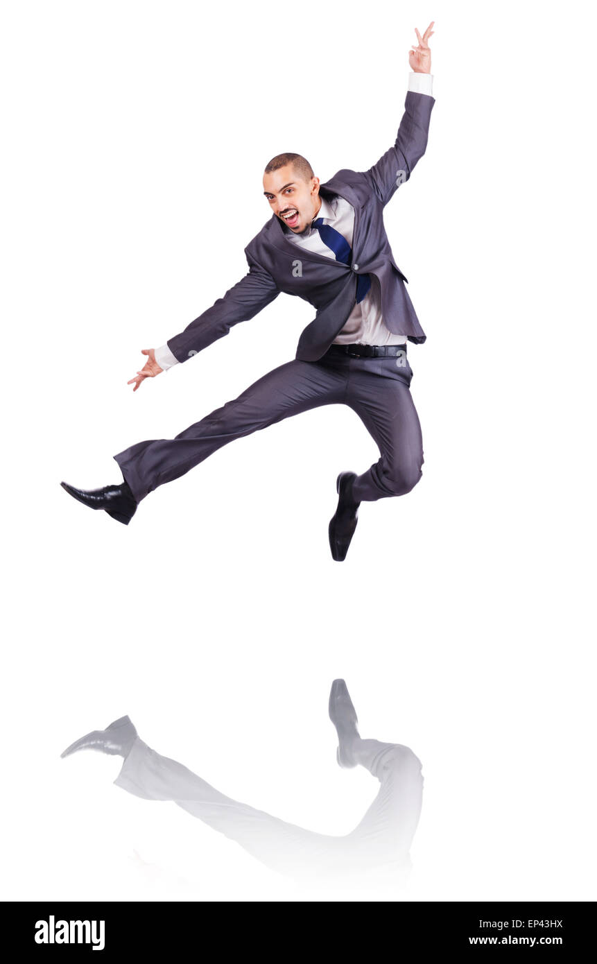 Dancing businessman isolated on white Stock Photo - Alamy