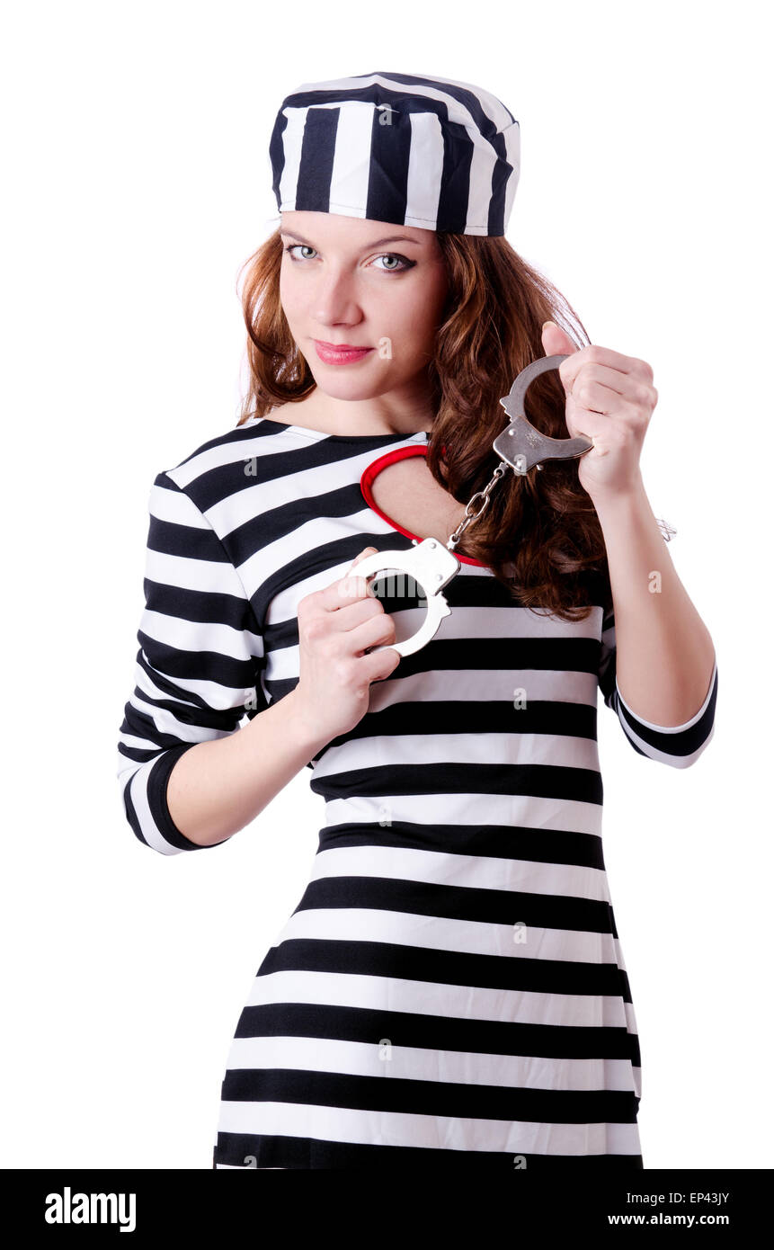 Convict criminal in striped uniform Stock Photo - Alamy
