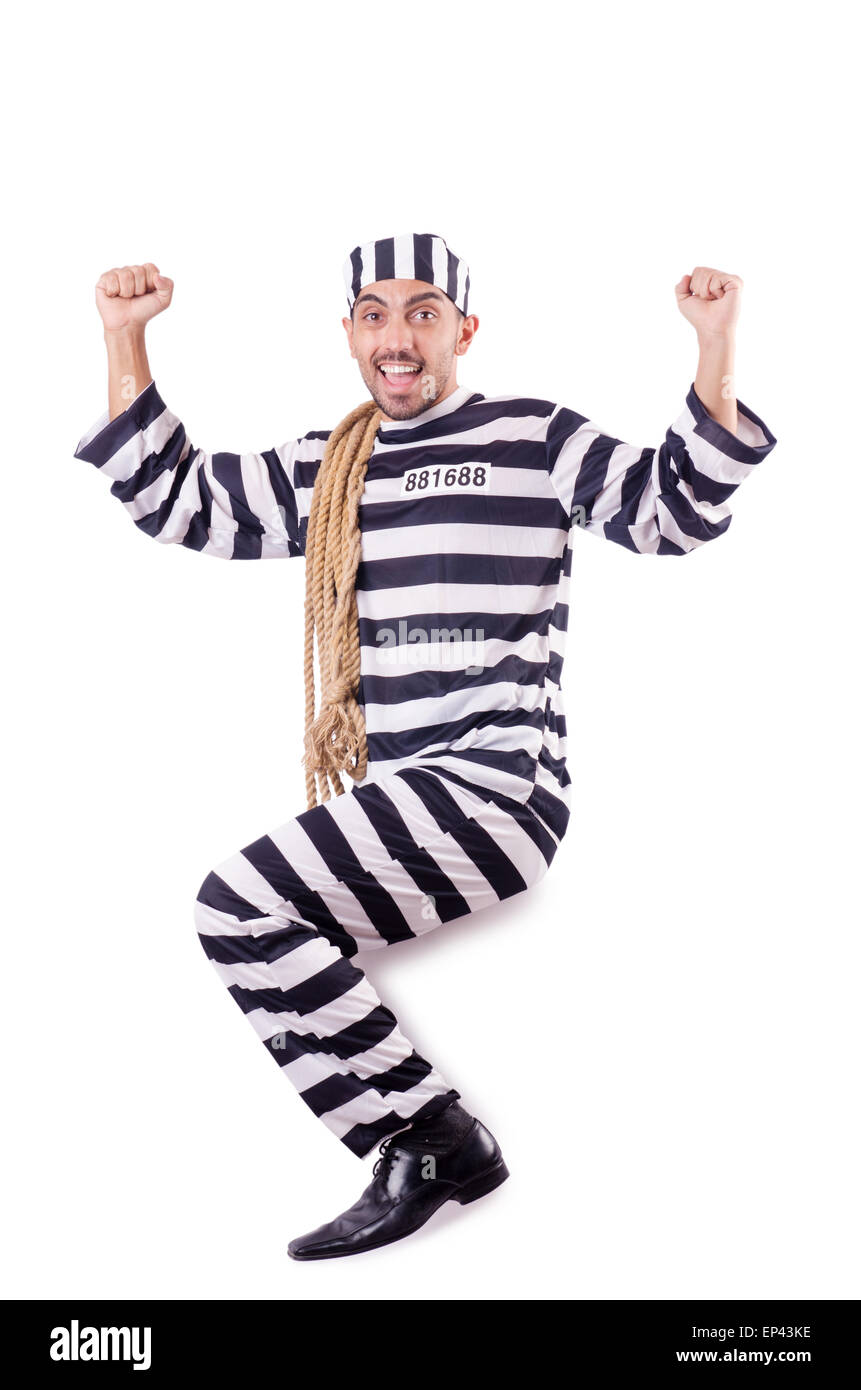 Convict criminal in striped uniform Stock Photo - Alamy