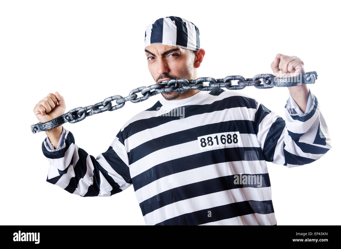 Convict criminal in striped uniform Stock Photo - Alamy