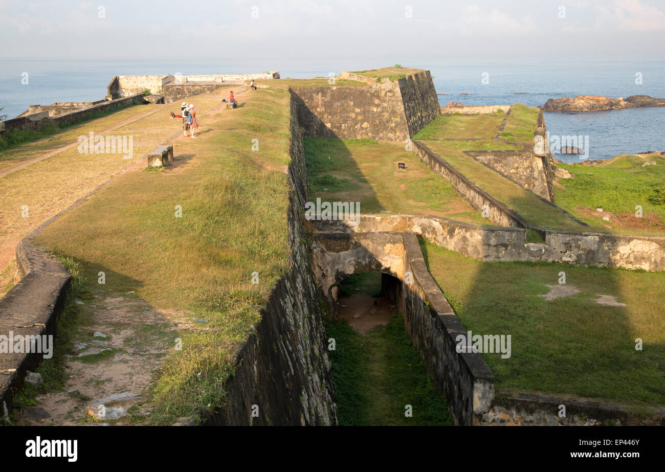 Coastal scenery and historic walls of the fort, Star Bastion, Galle ...