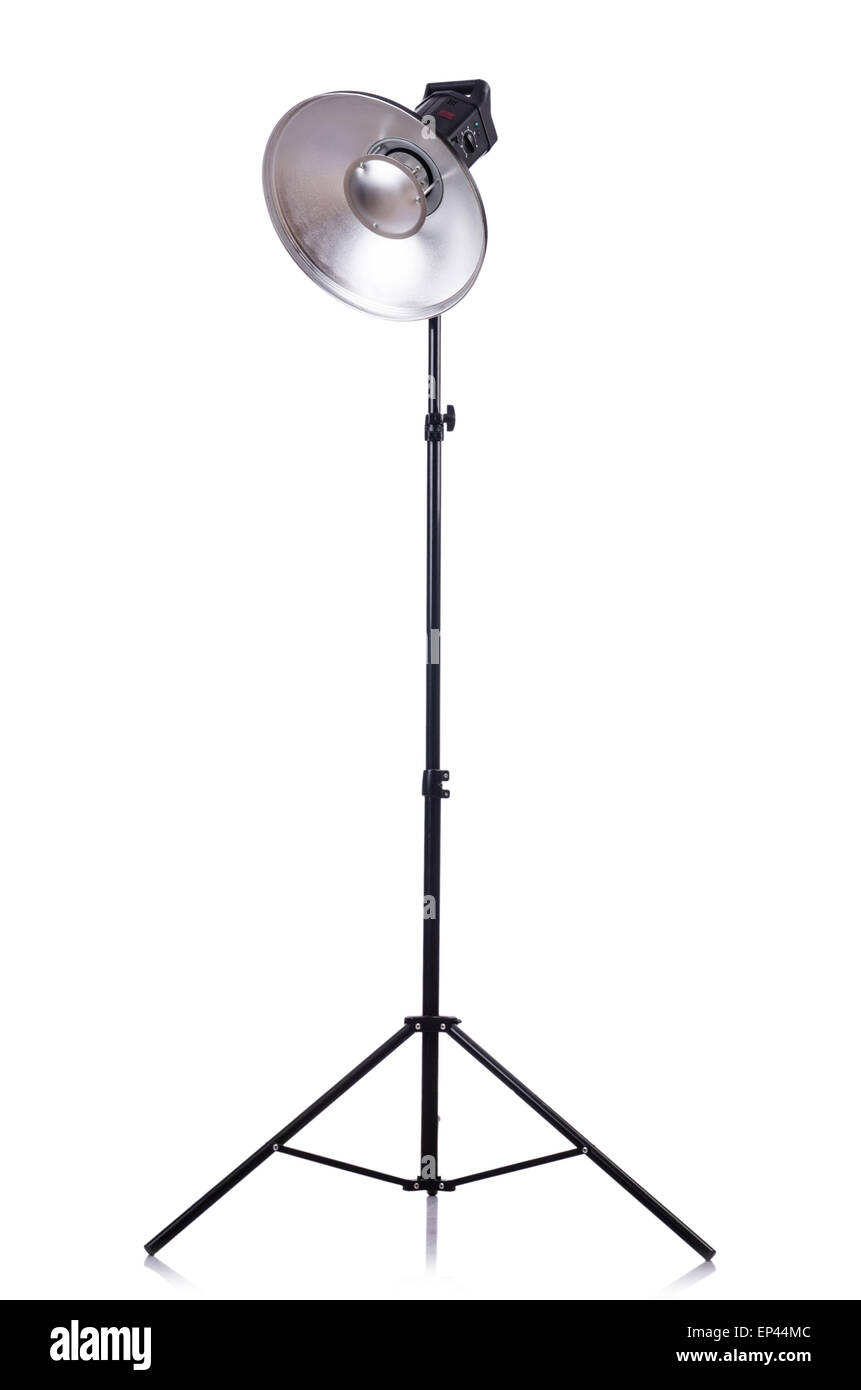 Studio light stand isolated on the white Stock Photo - Alamy