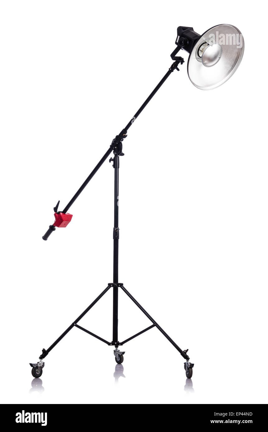 Studio light stand isolated on the white Stock Photo - Alamy