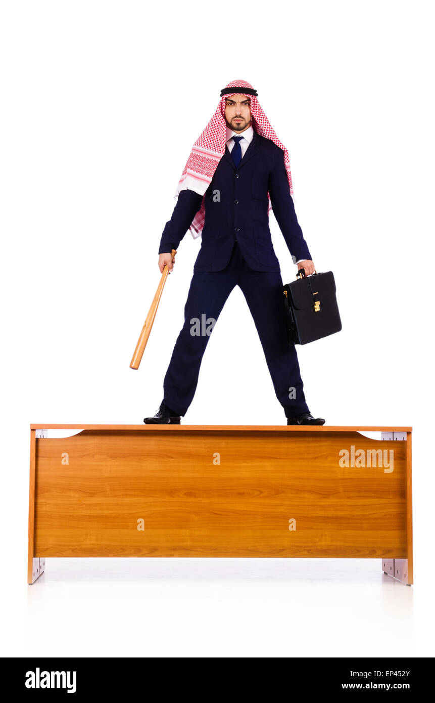 Arab businessman hitting with baseball bat Stock Photo - Alamy