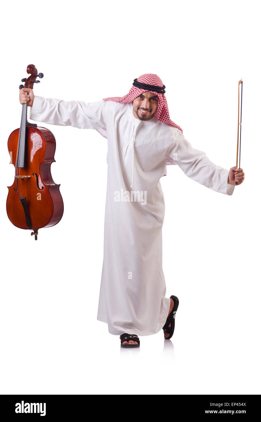 Arab man playing music on white Stock Photo - Alamy