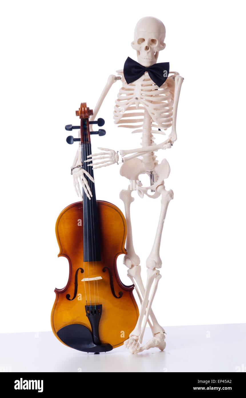 Skeleton playing violin isolated on the white Stock Photo - Alamy