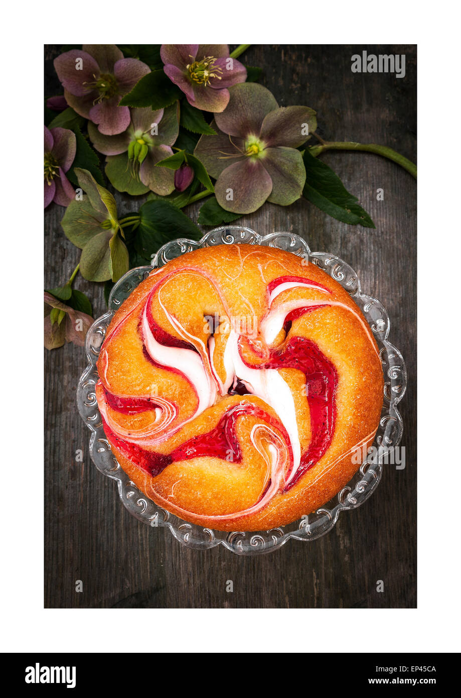 Strawberry Marble Cake Stock Photo - Alamy
