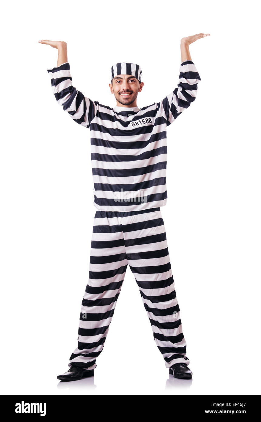 Convict criminal in striped uniform Stock Photo - Alamy