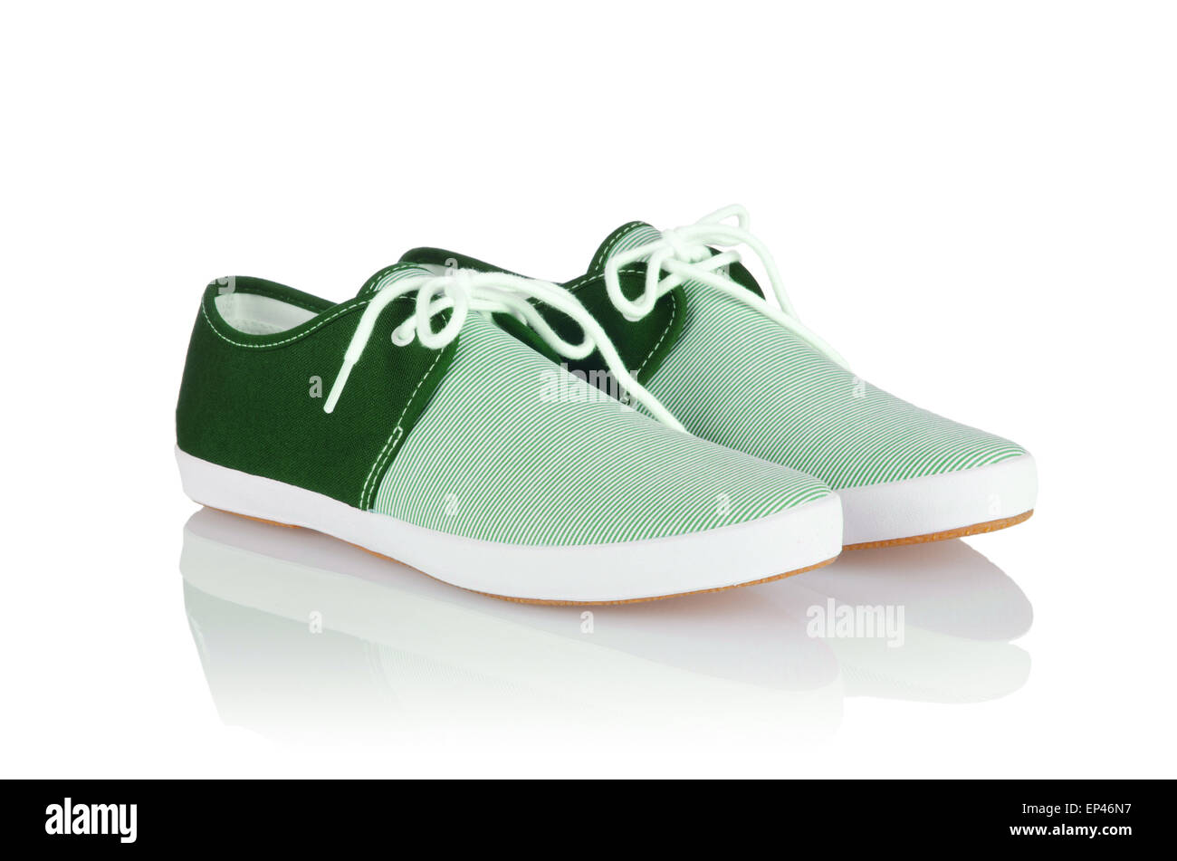 Sporty shoes in sport shoes concept on white Stock Photo - Alamy