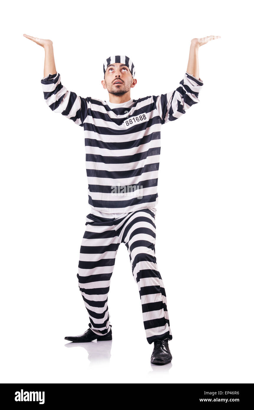 Convict criminal in striped uniform Stock Photo - Alamy