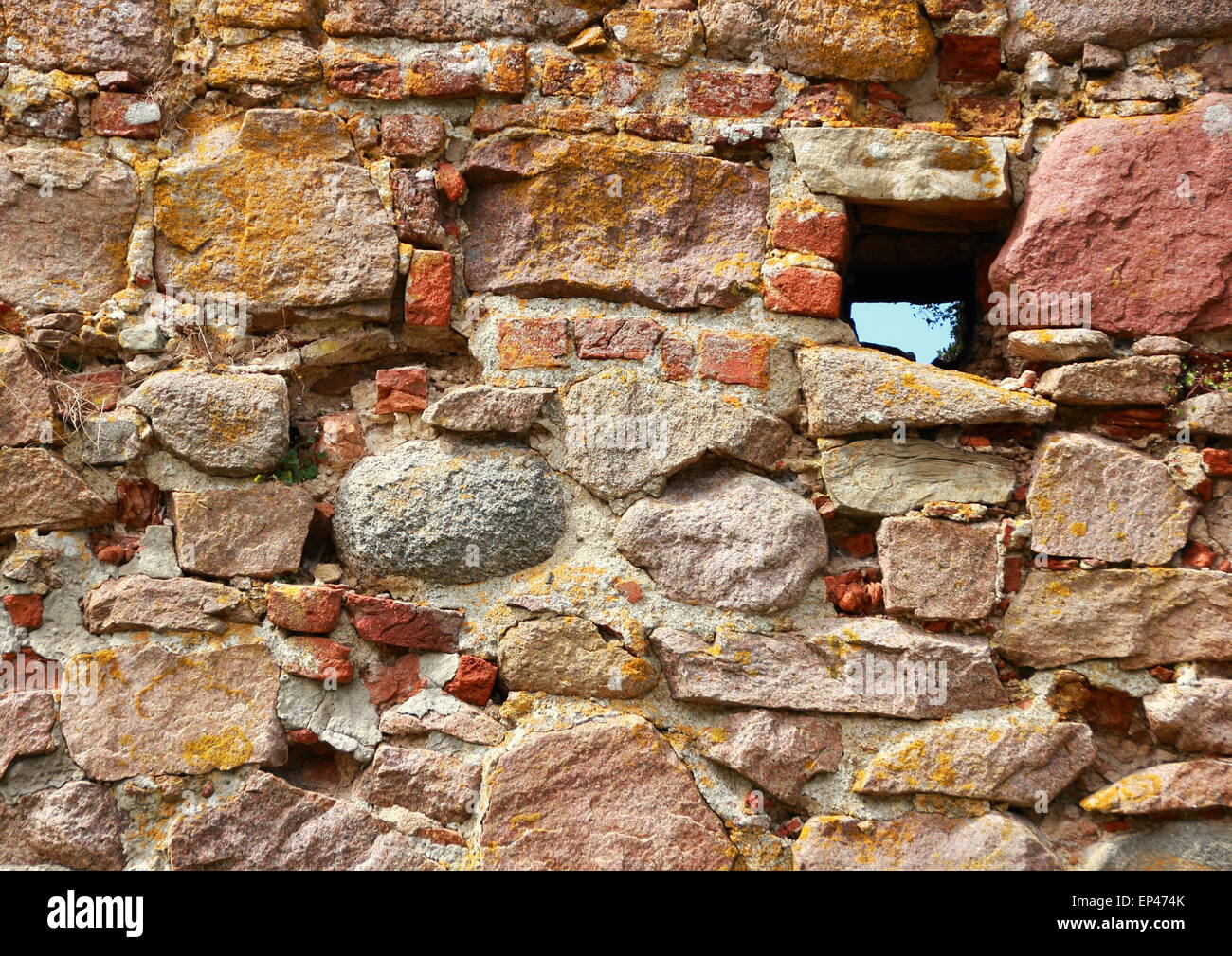 Ancient ruin wall of rocks with hole Stock Photo - Alamy