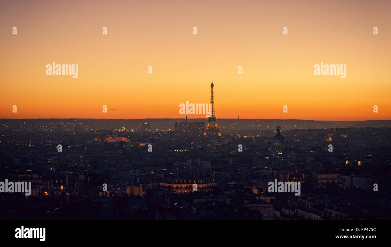 Paris skyline at sunset, France Stock Photo - Alamy