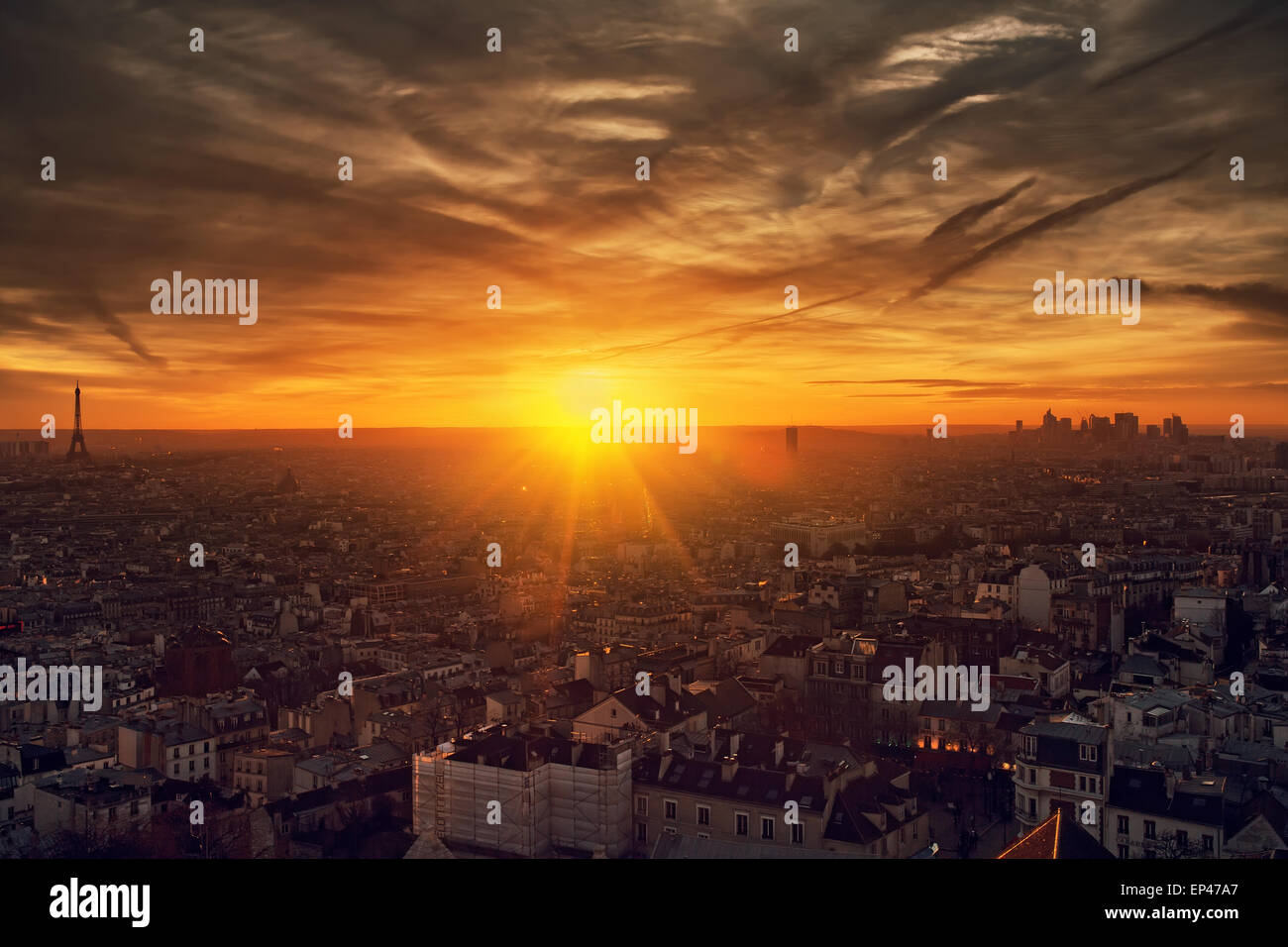 Sunset over Paris, France Stock Photo - Alamy