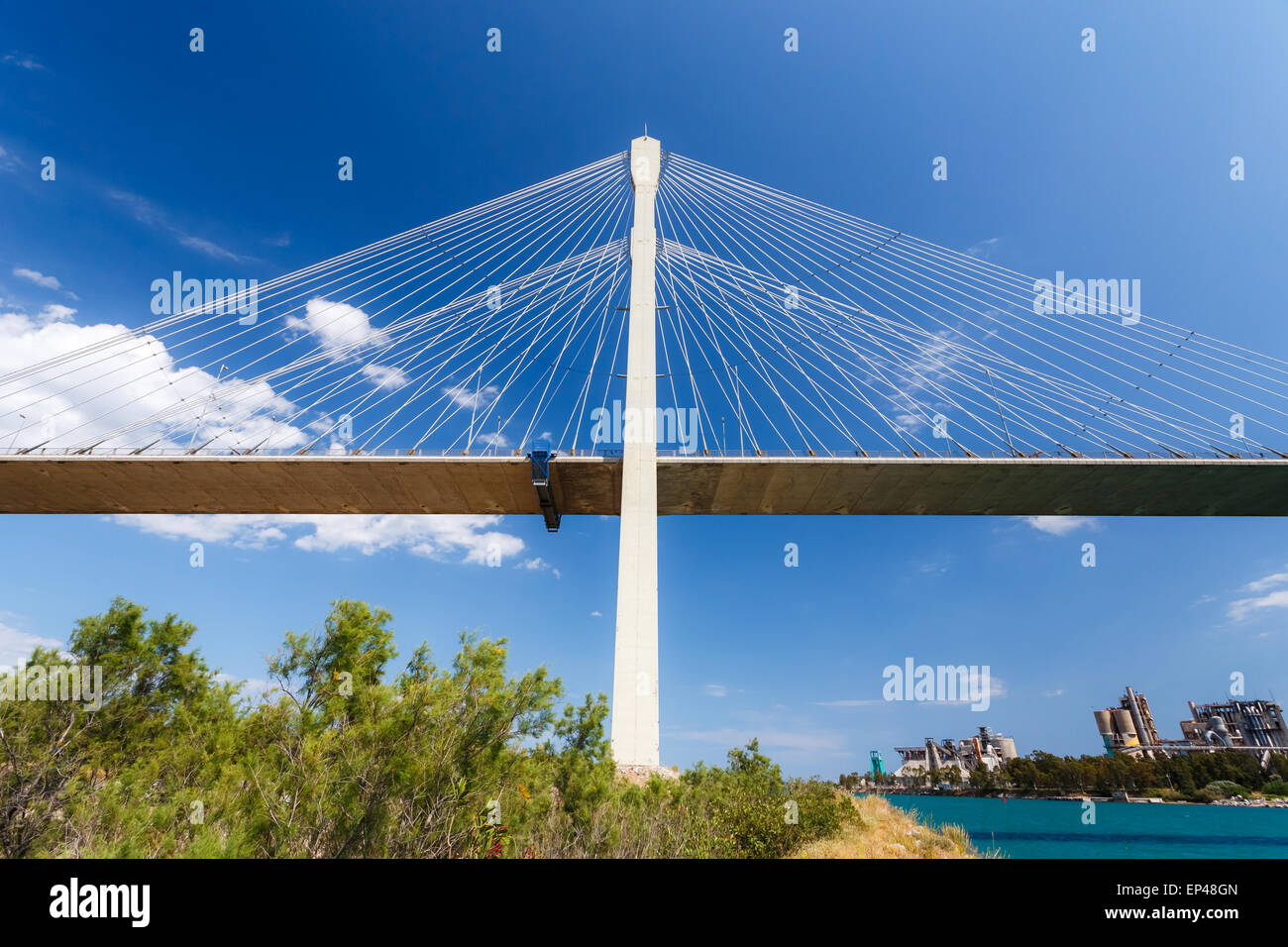 The new cable bridge of Chalkida, Greece that connects the island of ...