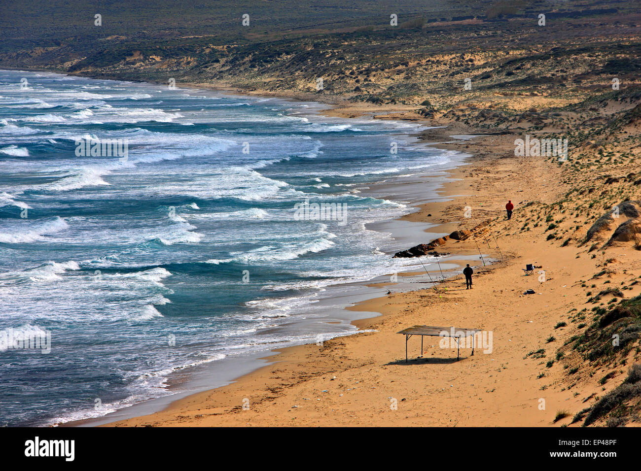 Agia Triada beach, close to the archaeological site of Poliochni ...