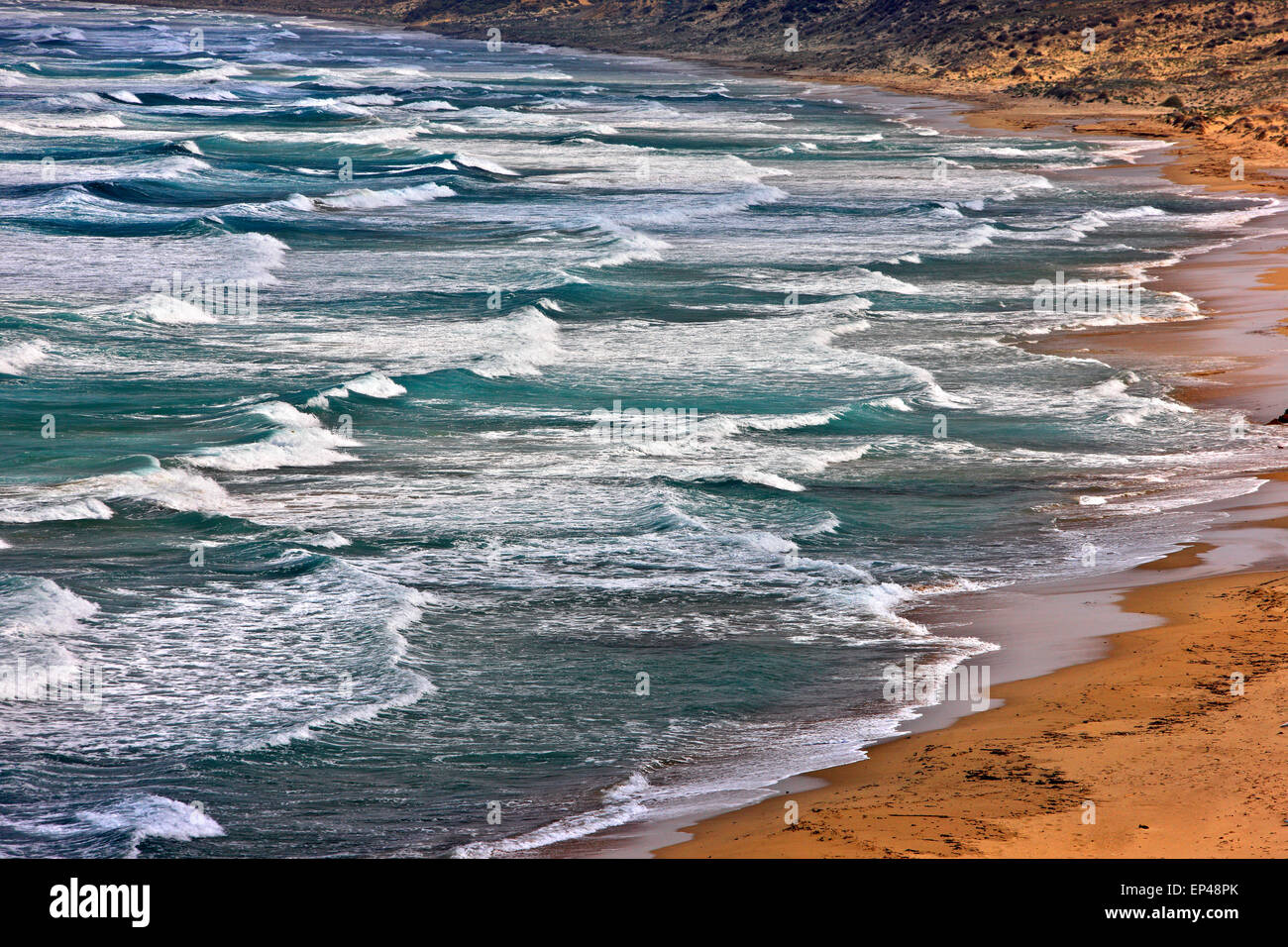 Agia Triada beach, close to the archaeological site of Poliochni ...