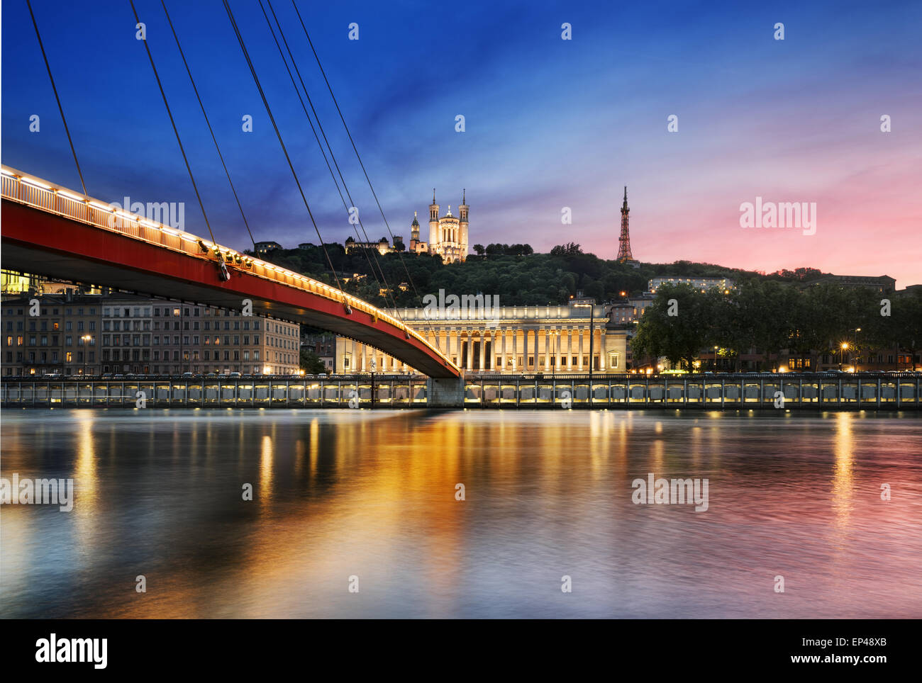 View of Saone river at sunset,Lyon, France Stock Photo - Alamy
