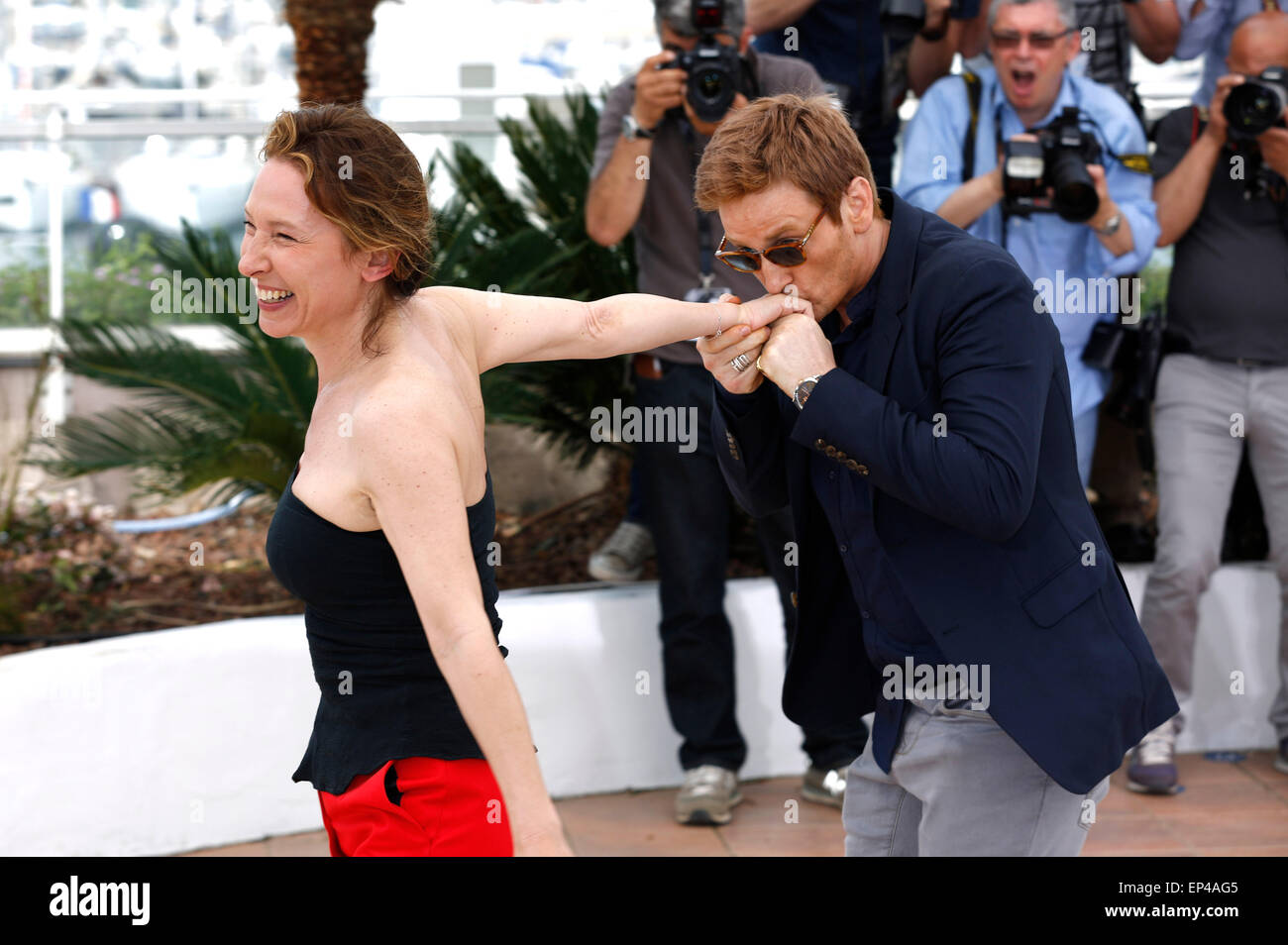 Cannes, France. 13th May, 2015. Emmanuelle Bercot, Benoit Magimel ...