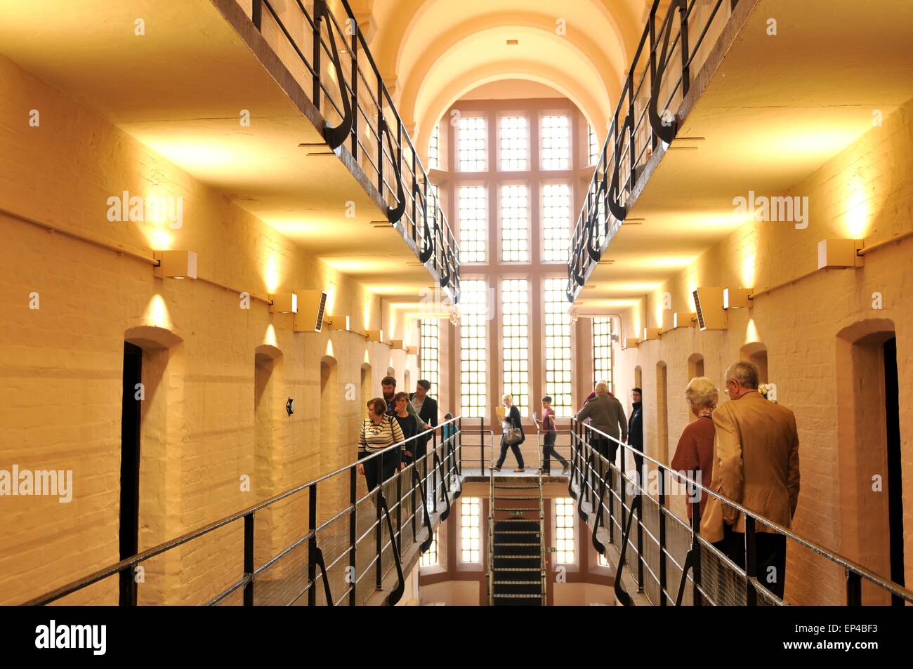 Lincoln, UK - April 9, 2015: Tourists visit medieval prison inside ...