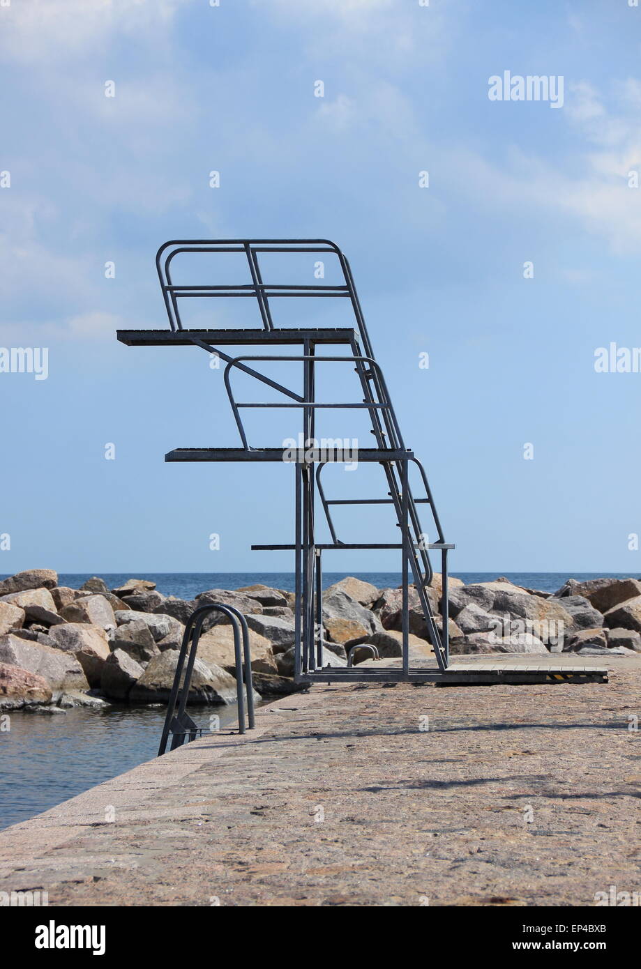 Outdoor metal diving tower in two decks Stock Photo - Alamy