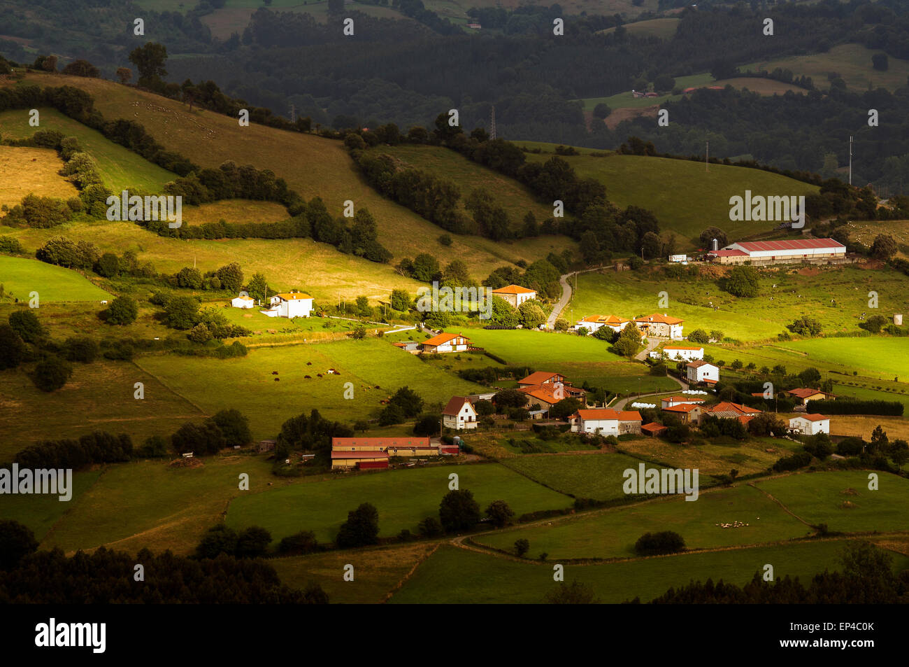 A mountain village view at Cantabria, Spain, Europe Stock Photo - Alamy