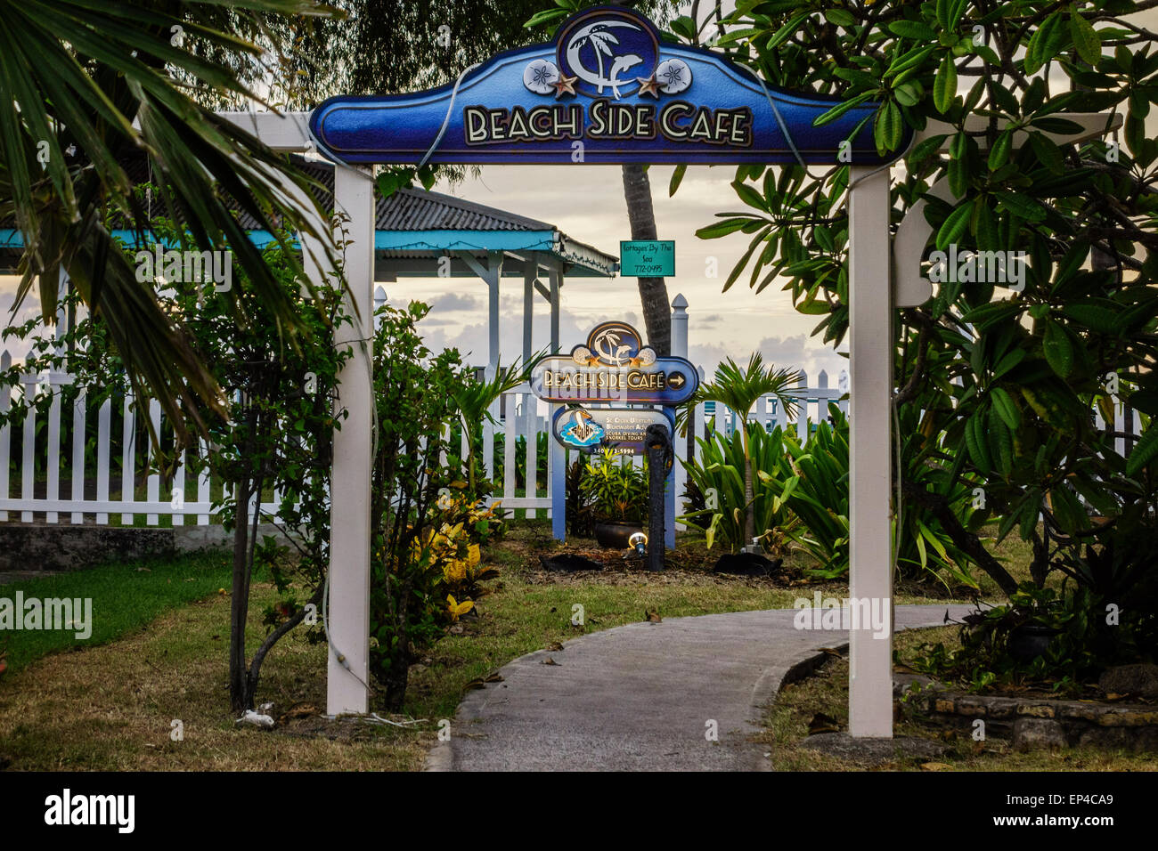 The Entrance to Beach Side Cafe on Sandcastle Beach, west end of St ...