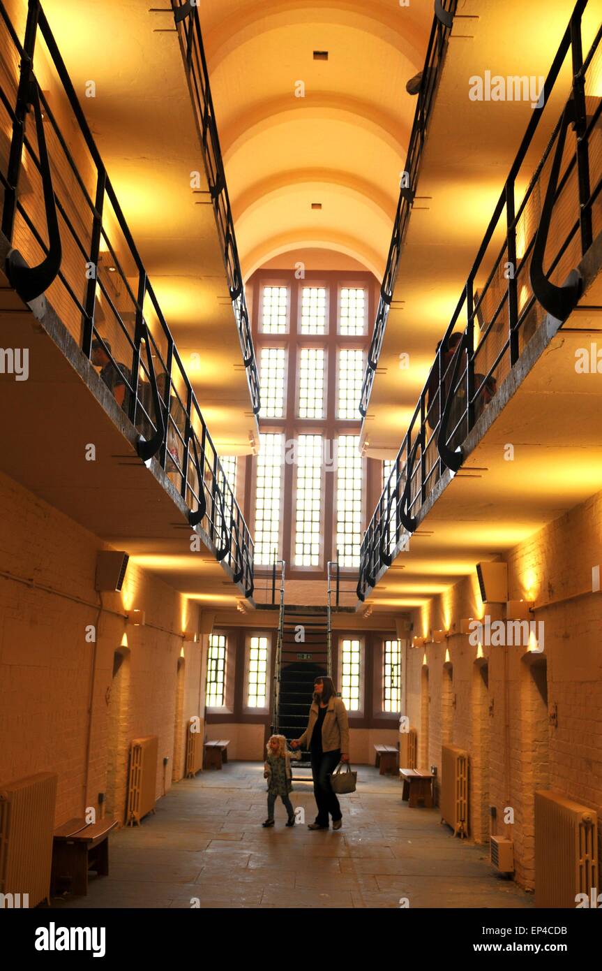 Lincoln, UK - April 9, 2015: Tourists visit medieval prison inside ...