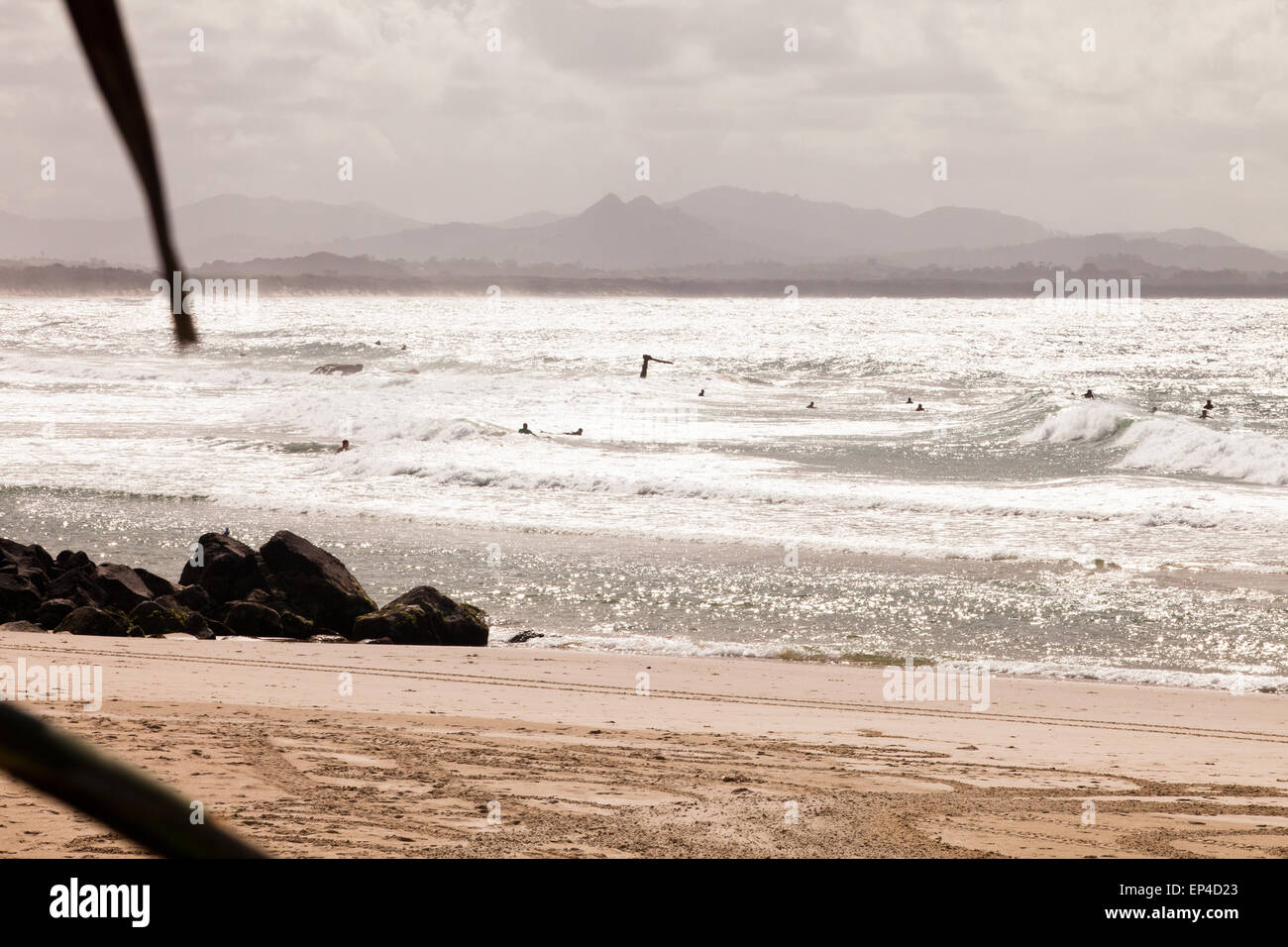 Surfers at the wreck surf spot in Byron Bay, Australia Stock Photo - Alamy