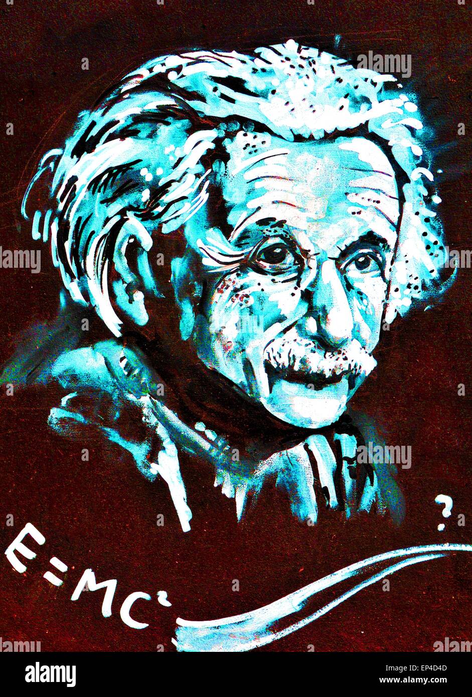 LINCOLN, UK - APRIL 9, 2015: Graffiti depicting famous scientist Albert ...