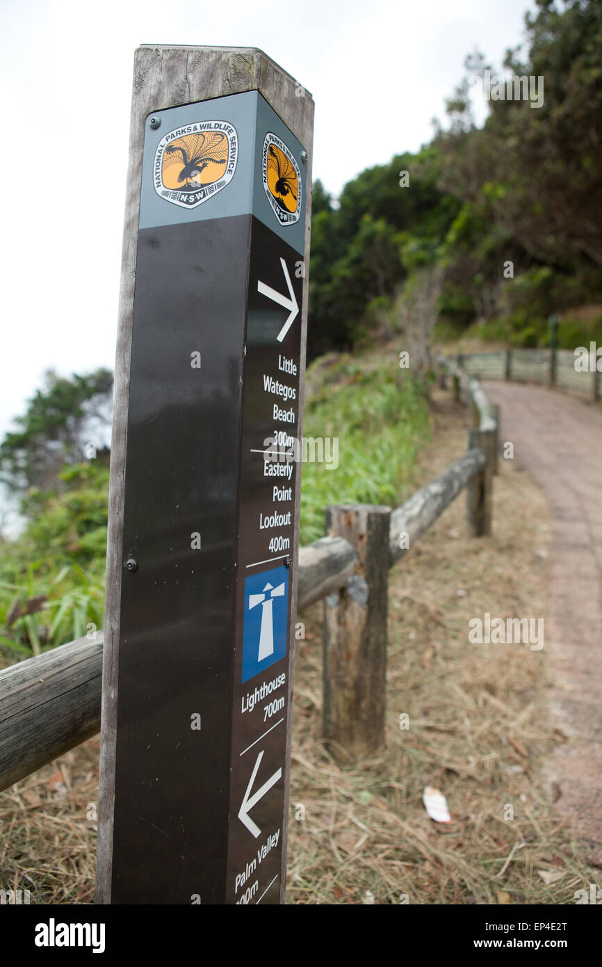 A trail head and sign post pointing to Australia's most easterly point ...