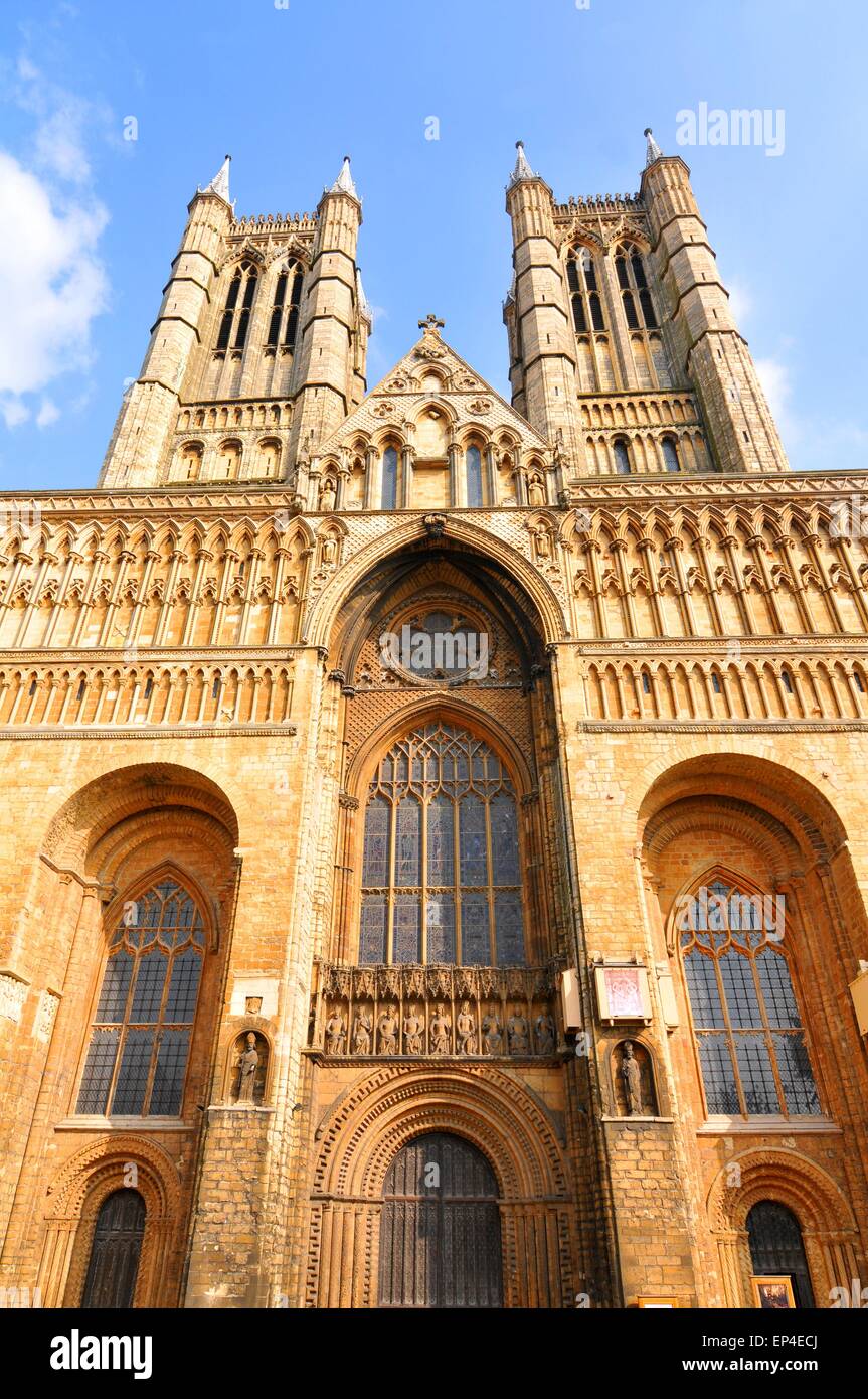 Architectural detail of the Lincoln Cathedral in England Stock Photo ...