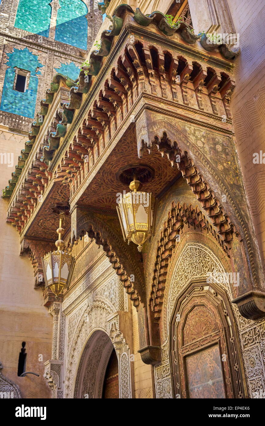 Fez Medina,18th century Mosque and Mausoleum of Sidi Ahmed Tijani. Wood ...