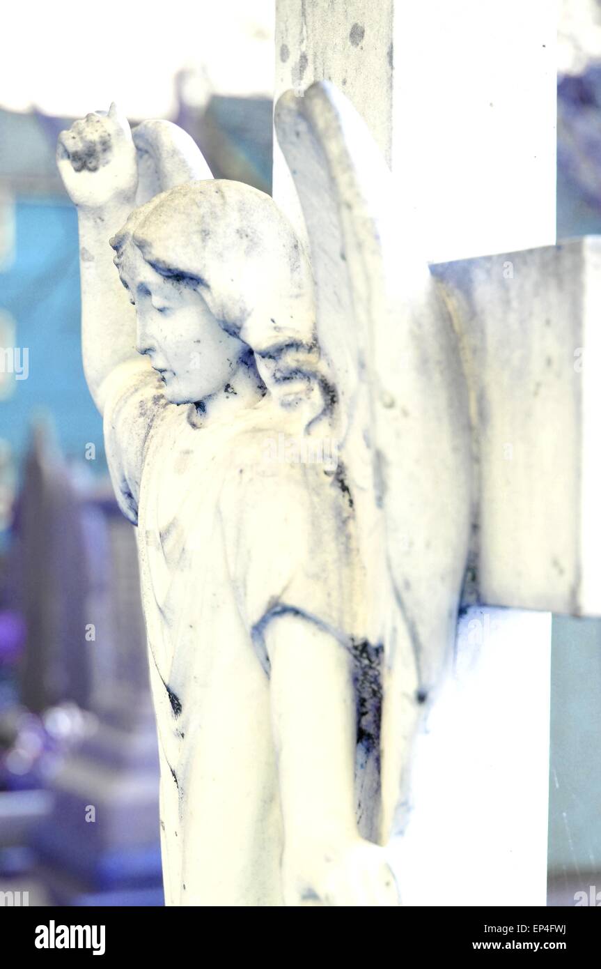 Close up of stone angel in the cemetery Stock Photo - Alamy
