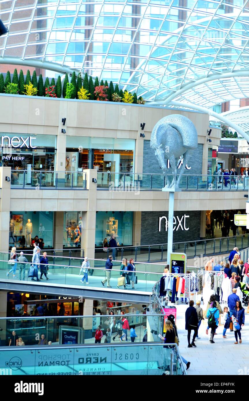 LEEDS, UK - APRIL 17, 2015: People shop in Trinity central mall in ...